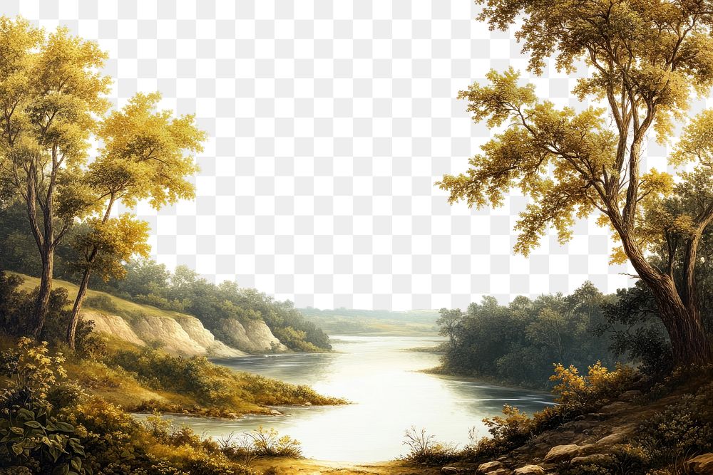 PNG River borders painting art | Free PNG - rawpixel