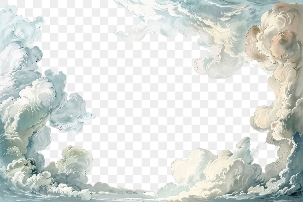 PNG Cloud borders painting clouds | Premium PNG - rawpixel