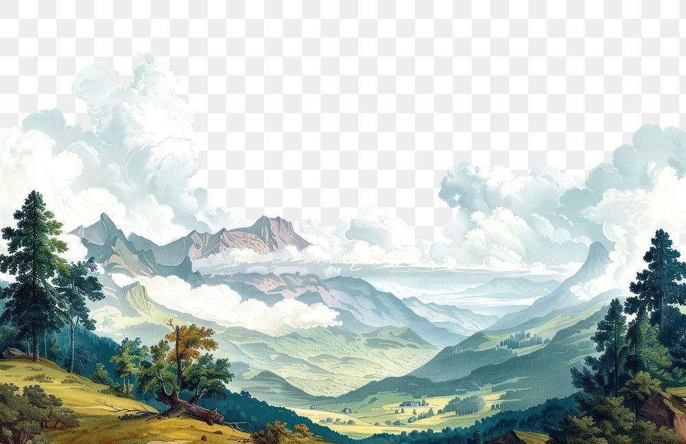 PNG Alpine borders illustration landscape | Free PNG - rawpixel