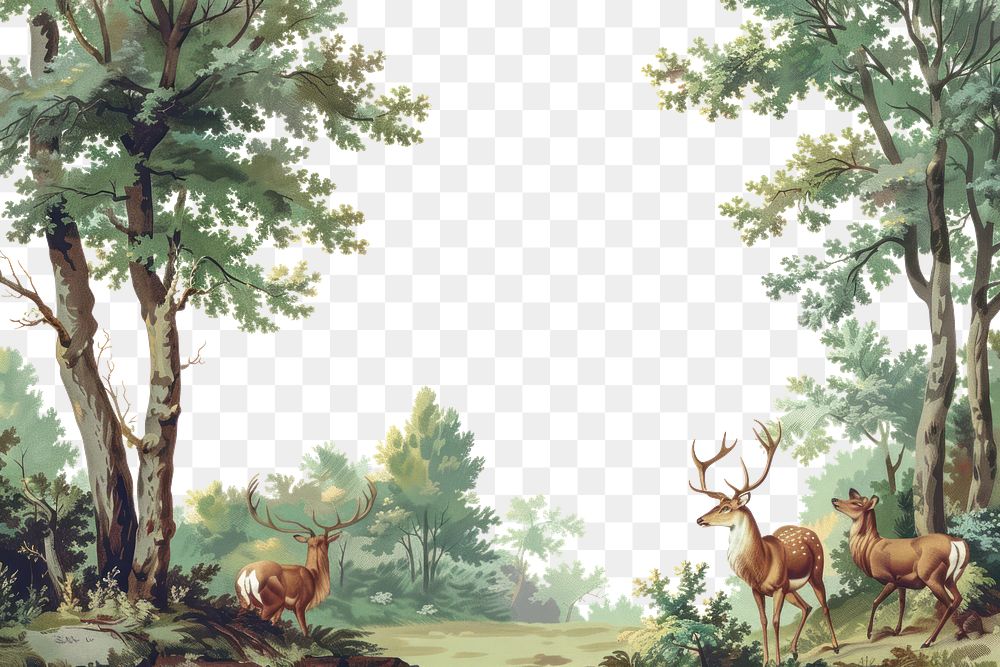 PNG Forest borders deer art | Free PNG - rawpixel