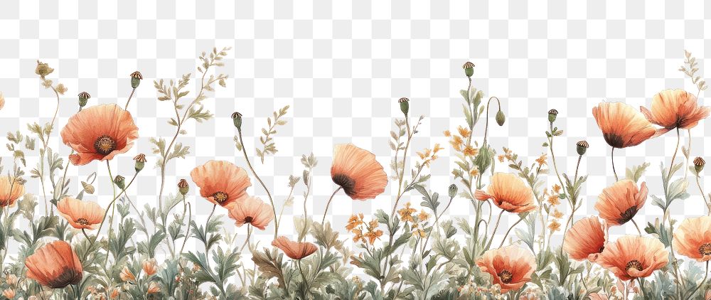 PNG Poppy field borders poppies | Free PNG - rawpixel