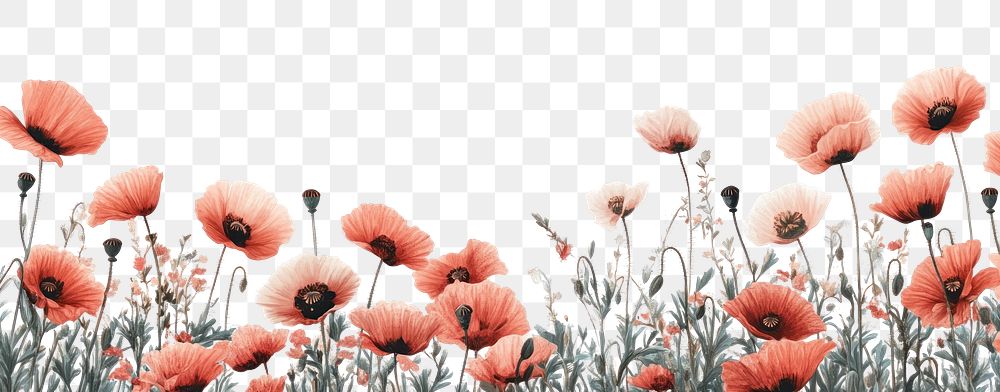 PNG Poppy field borders poppies | Free PNG - rawpixel