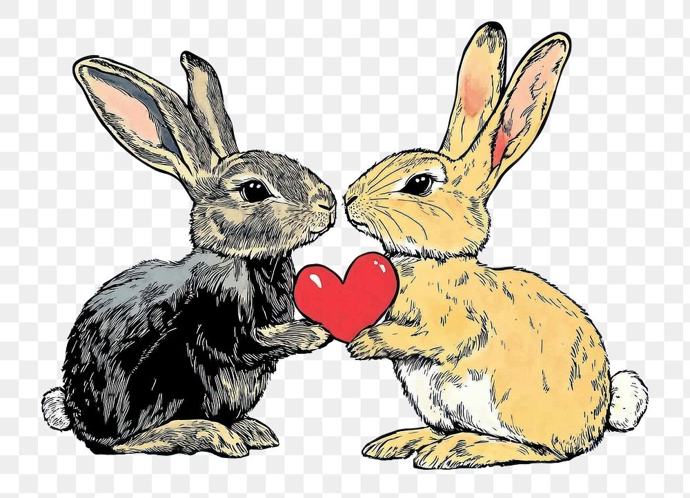 PNG 2 rabbit love rabbits | Free PNG - rawpixel