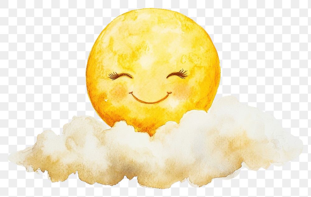PNG Watercolor smilley moon cloud | Free PNG - rawpixel