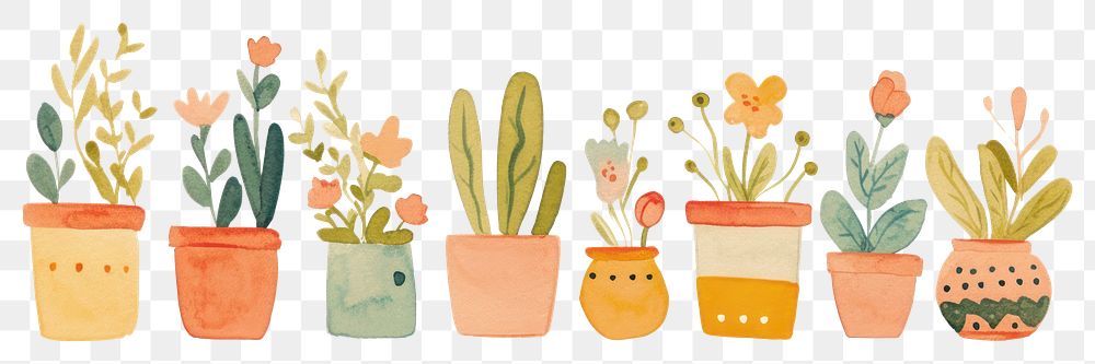 PNG Flower pots border art | Free PNG - rawpixel
