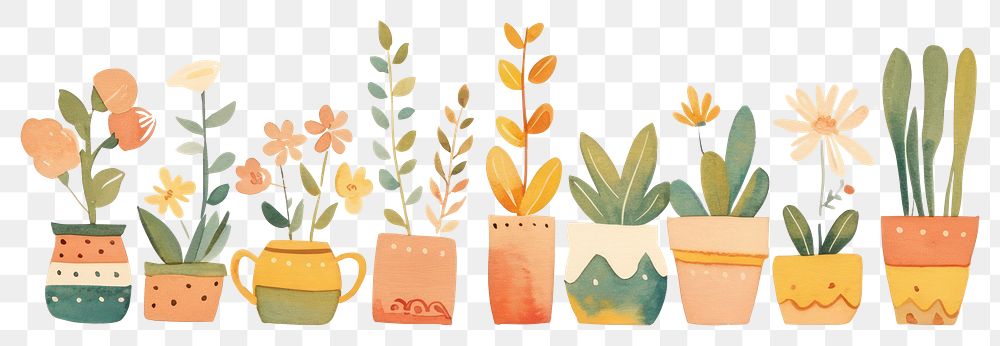 PNG Flower pots border illustration | Free PNG - rawpixel
