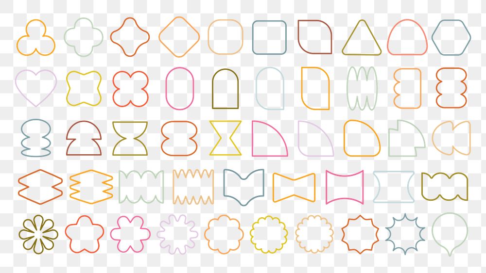PNG Colorful geometric outline shapes | Premium PNG - rawpixel