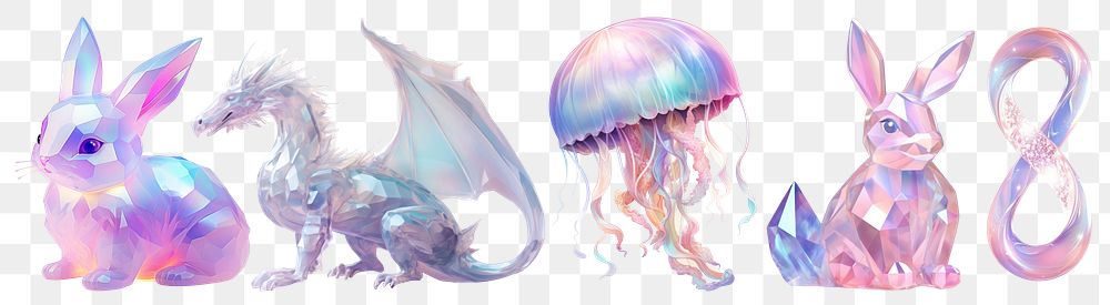 PNG Iridescent fantasy creatures collection | Premium PNG - rawpixel