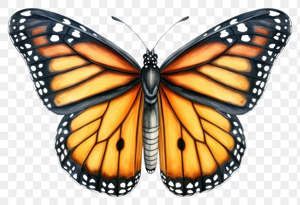 PNG Butterfly monarch illustration drawing. | Free PNG - rawpixel