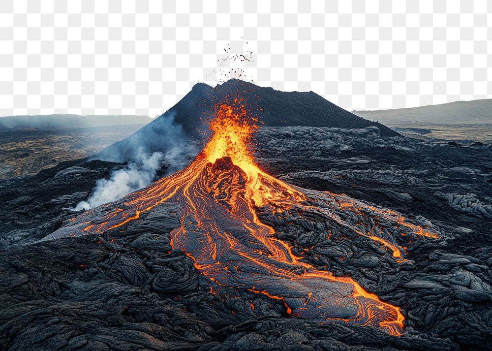 PNG Volcano lava erupting landscape | Free PNG - rawpixel