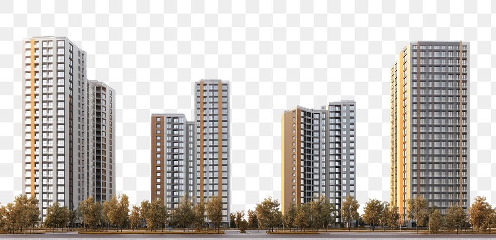 PNG Highrise buildings dusk architecture | Free PNG - rawpixel