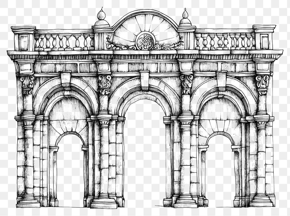 PNG Renaissance architecture drawing arches | Free PNG - rawpixel