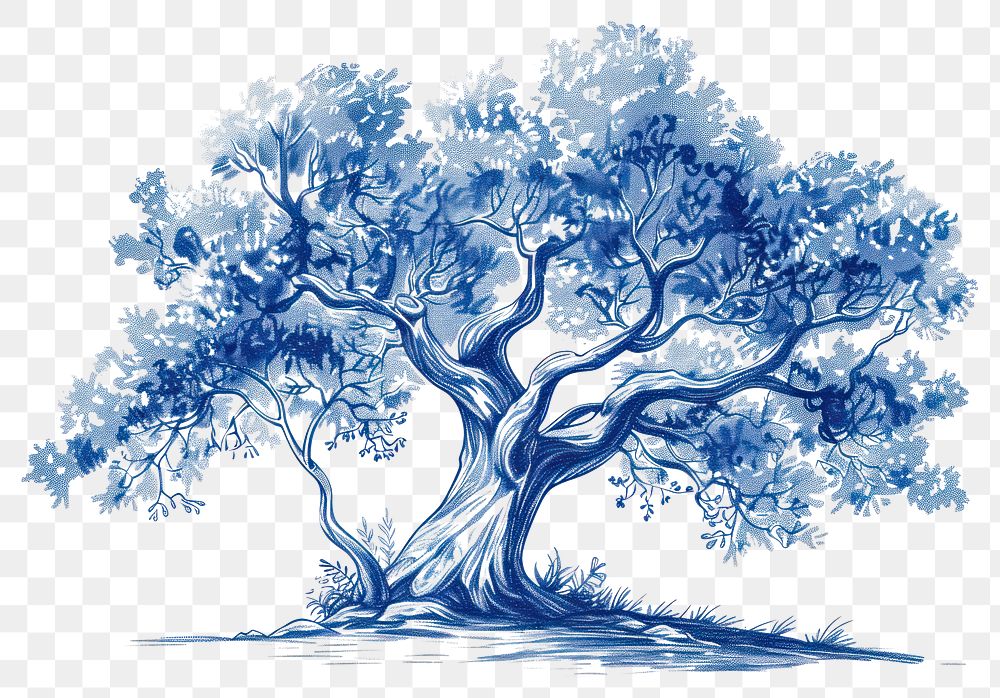 PNG Tree drawing illustration blue. | Free PNG - rawpixel