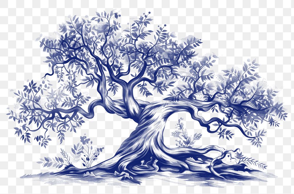 PNG Tree illustration drawing blue. | Free PNG - rawpixel