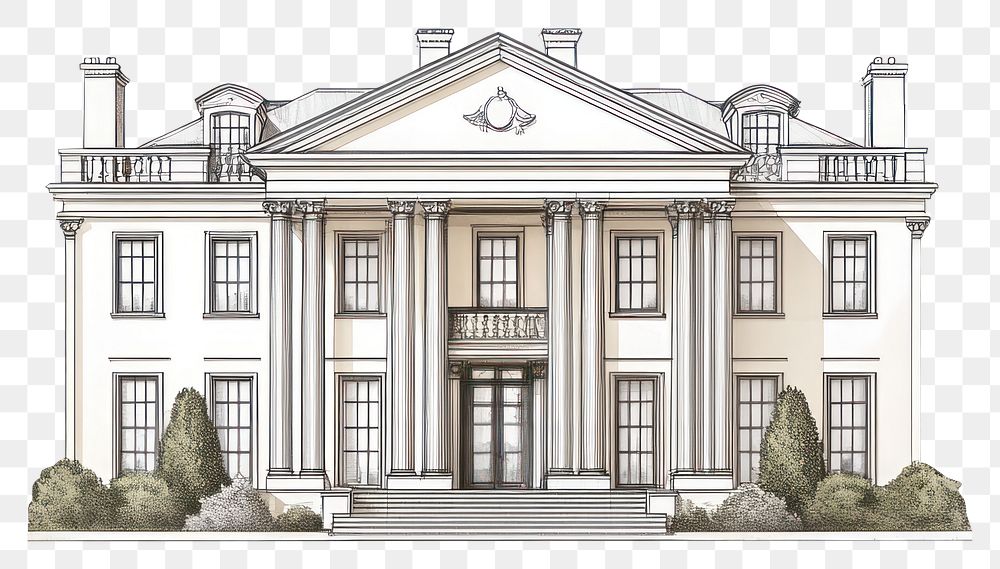 PNG Georgian Manor drawing art | Free PNG - rawpixel