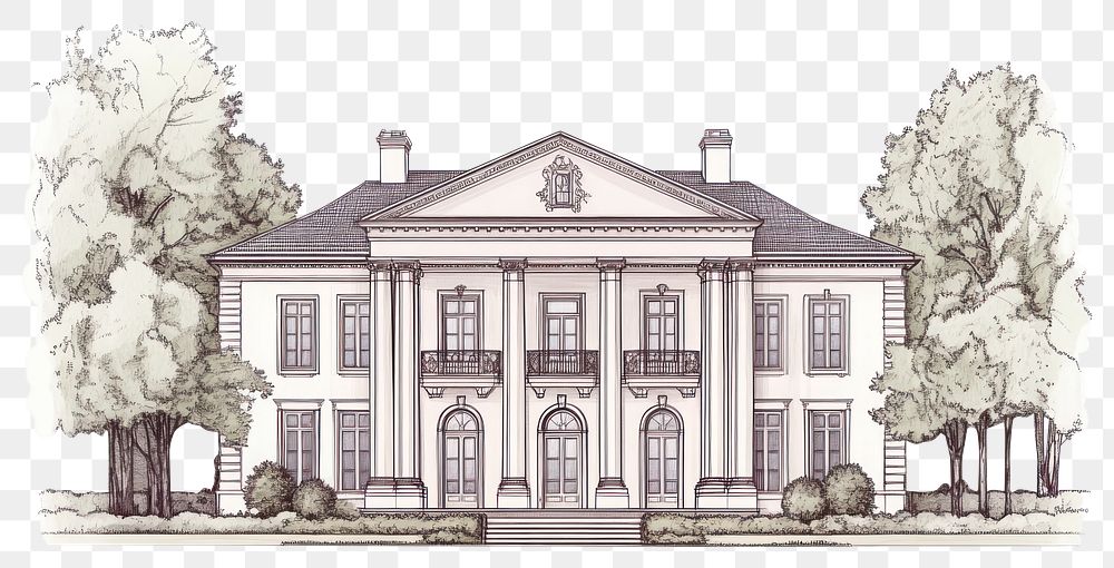 PNG Georgian Manor drawing art | Free PNG - rawpixel