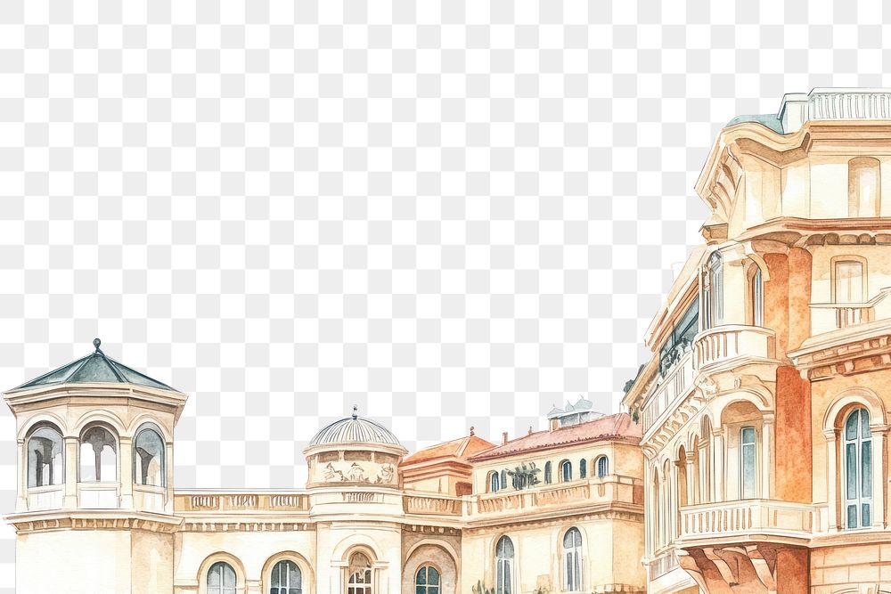 PNG Monaco building architecture watercolor | Free PNG - rawpixel