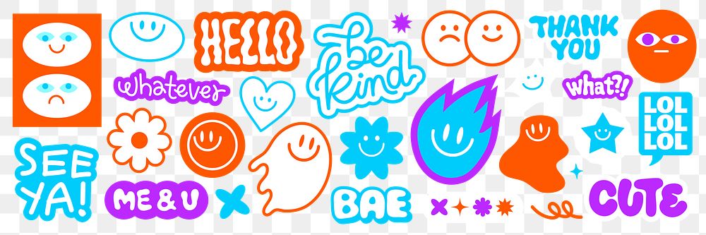PNG Colorful playful stickers expressions | Premium PNG - rawpixel