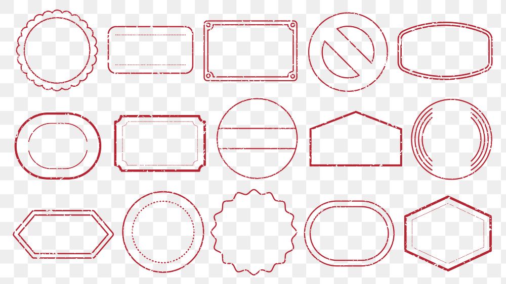 Set 16 red outline badge | Free PNG - rawpixel