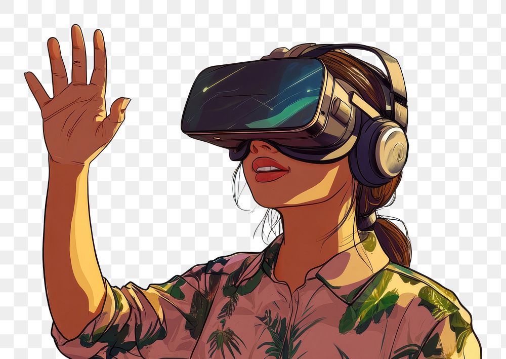 PNG Young woman using VR | Free PNG - rawpixel