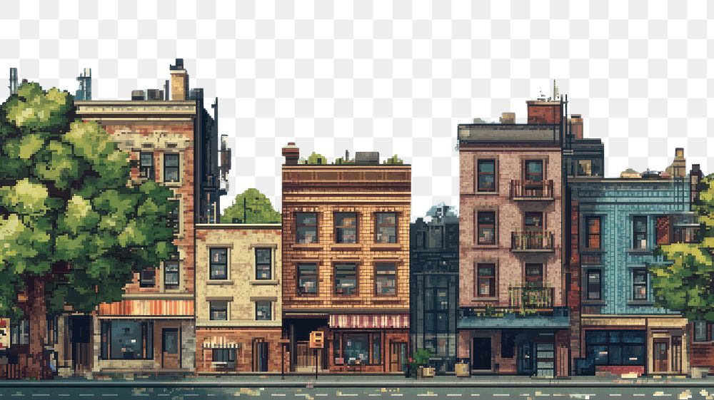 PNG Buildings pixelated street design | Free PNG - rawpixel