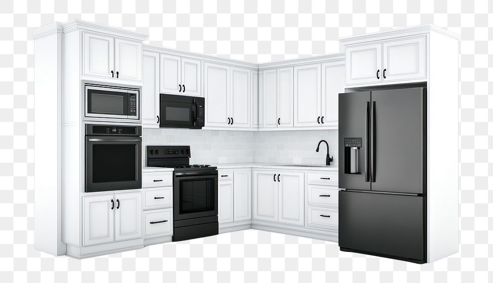 PNG Farmhouse L-shape kitchen appliances | Free PNG - rawpixel