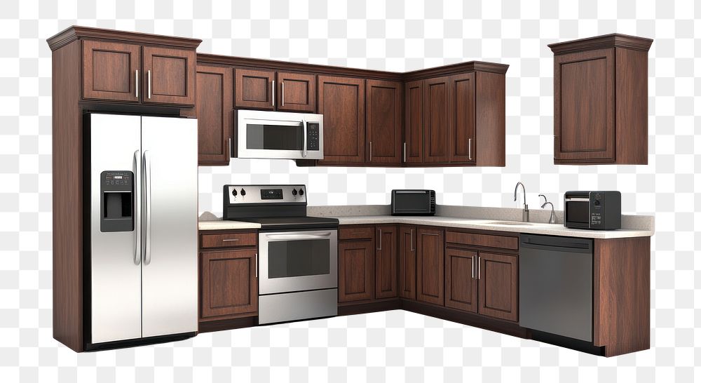 PNG Farmhouse L-shape kitchen appliances | Free PNG - rawpixel