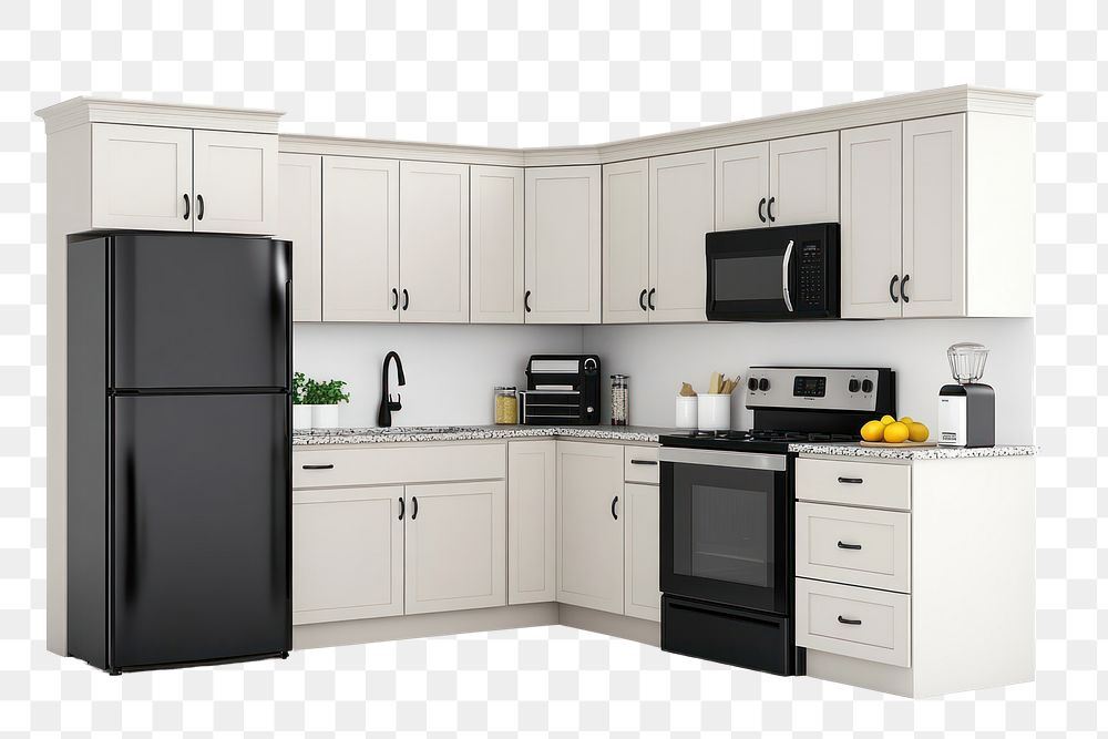 PNG Farmhouse L-shape kitchen appliances | Free PNG - rawpixel