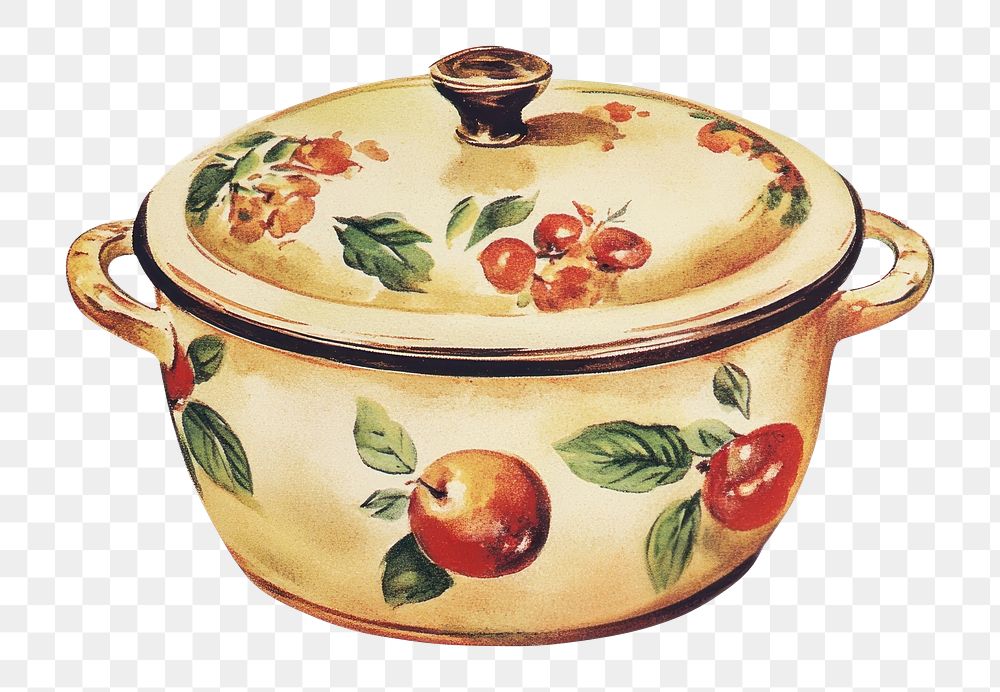 PNG dish cookware vintage fruit. | Free PNG - rawpixel