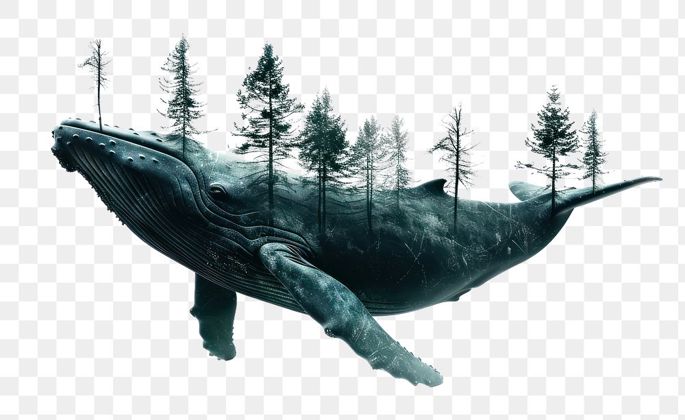 PNG Blue whale trees imaginative | Free PNG - rawpixel