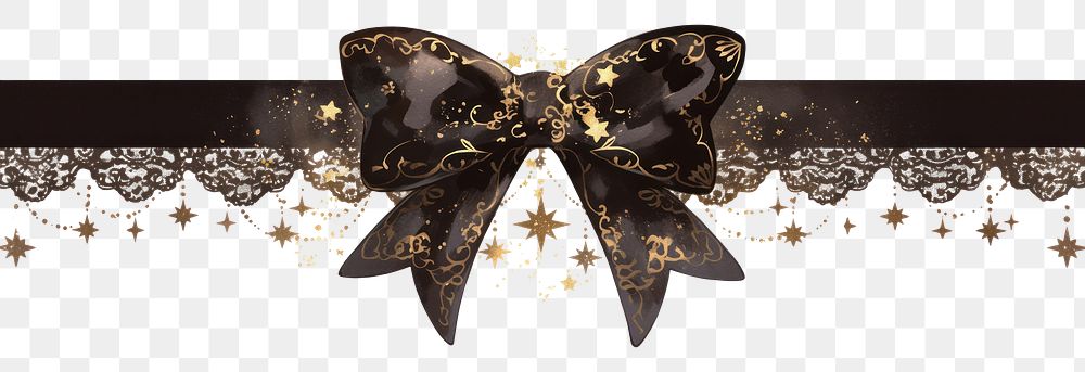 PNG Black star lace ribbon | Free PNG - rawpixel