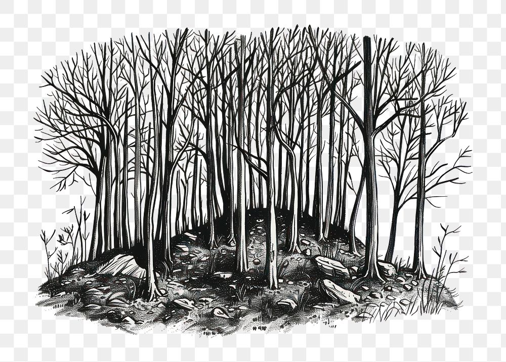 PNG Forest drawing illustration black. | Free PNG - rawpixel