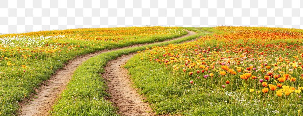 PNG Flower field path landscape. | Free PNG - rawpixel