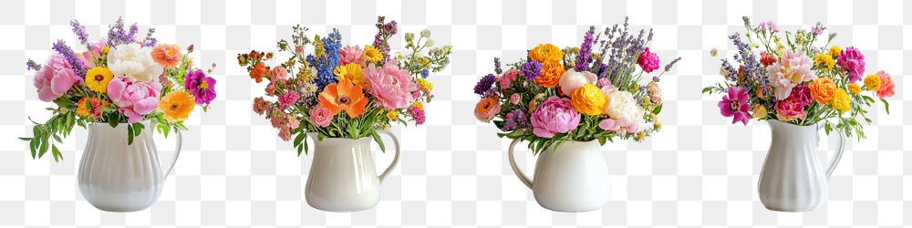 PNG Vibrant floral arrangements pitchers, | Premium PNG - rawpixel