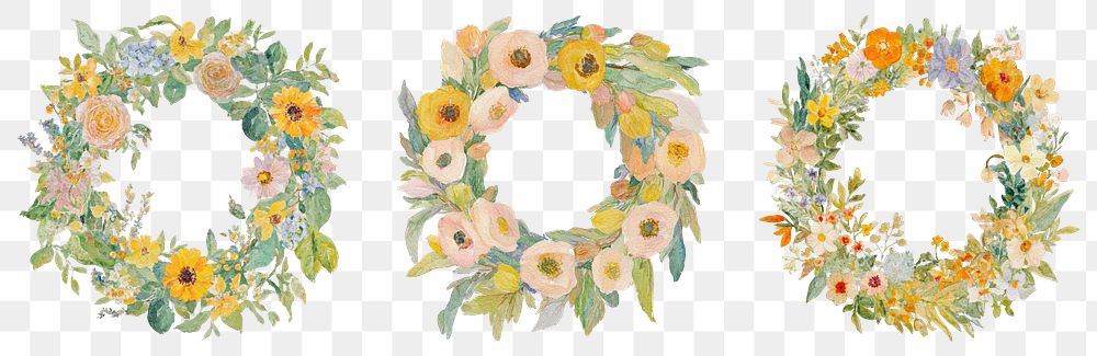 PNG Floral watercolor wreaths collection, | Premium PNG - rawpixel
