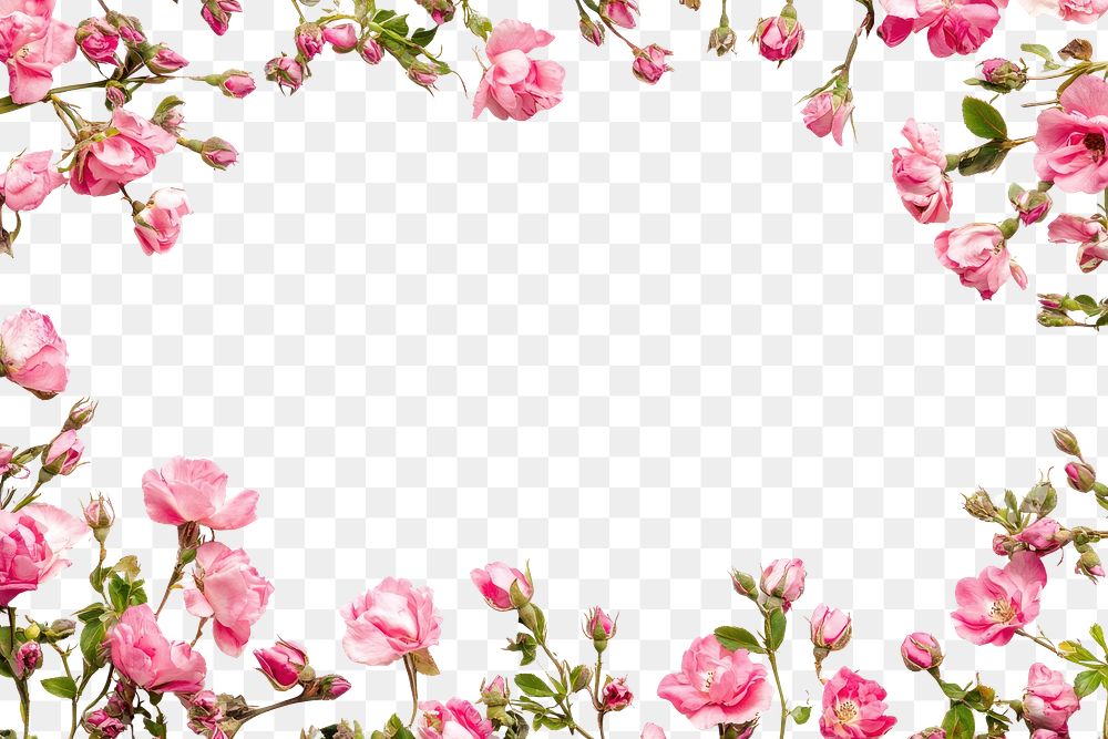 PNG Pink flowers bottom border | Free PNG - rawpixel
