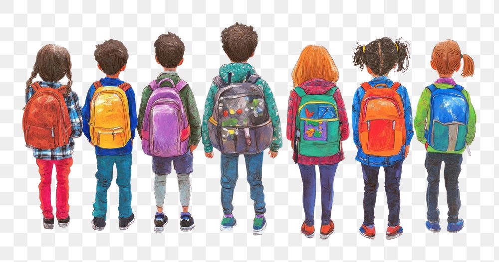 PNG Children backpacks illustration diverse. | Free PNG - rawpixel
