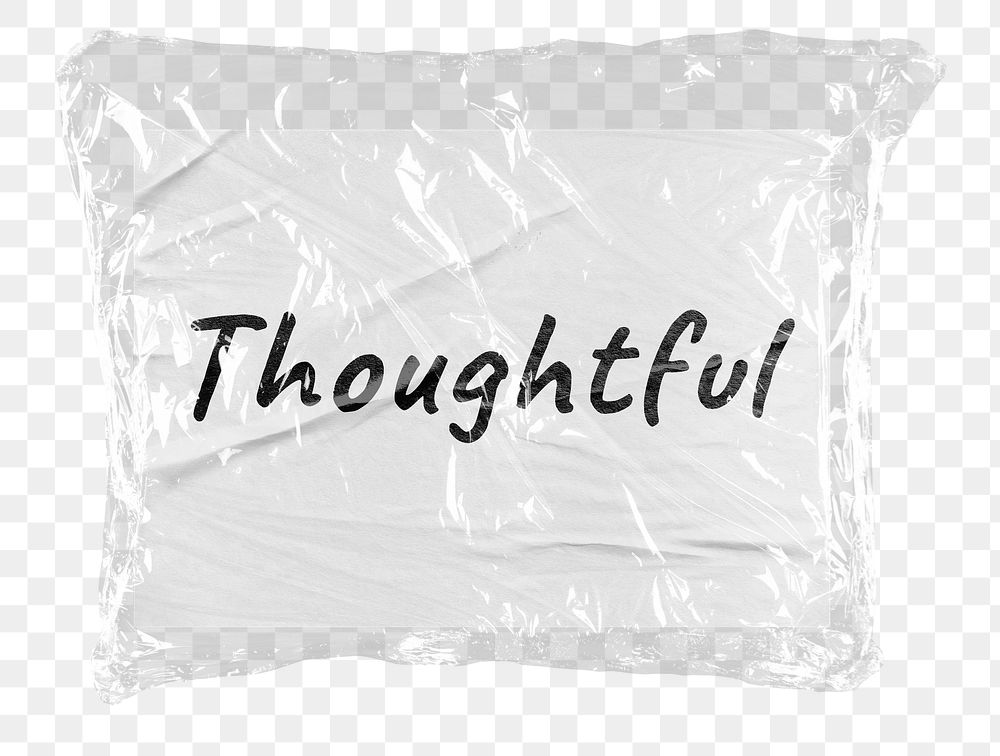 Thoughtful png word sticker, plastic | Premium PNG - rawpixel