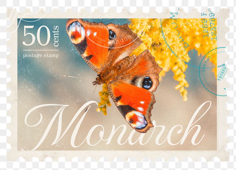 Butterfly png post stamp sticker, | Premium PNG - rawpixel