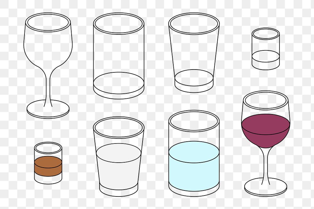 PNG Empty glasses, flat graphic | Free PNG - rawpixel