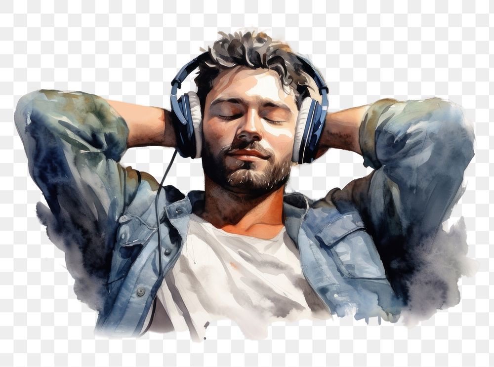 PNG Headphones listening portrait headset. | Free PNG - rawpixel