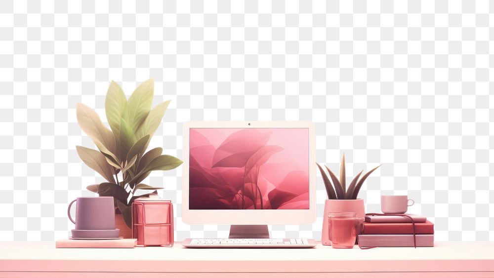 PNG Computer furniture plant electronics. | Premium PNG - rawpixel