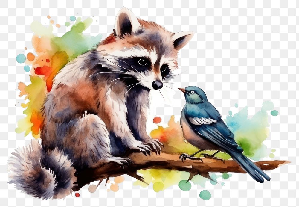 PNG Raccoon animal mammal bird. | Free PNG - rawpixel
