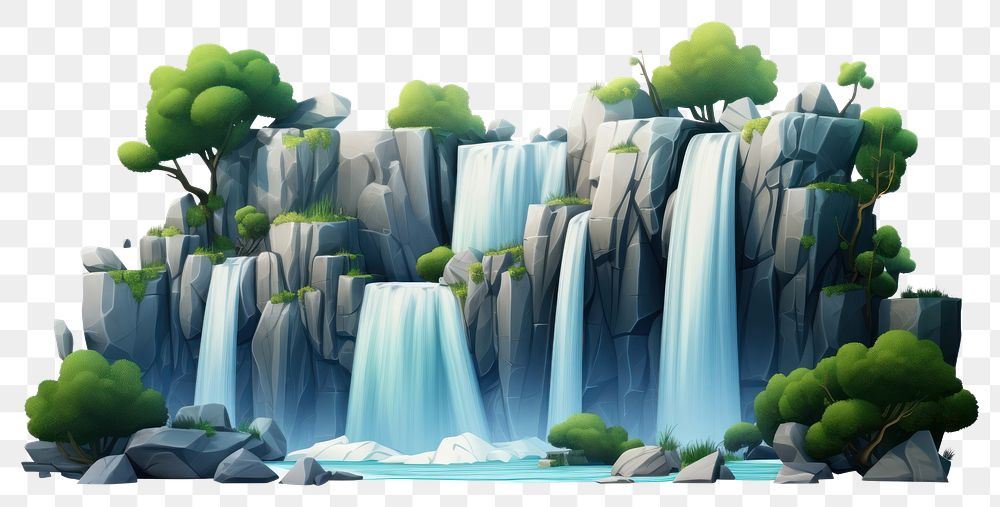 PNG Waterfall outdoors cartoon nature. | Premium PNG - rawpixel