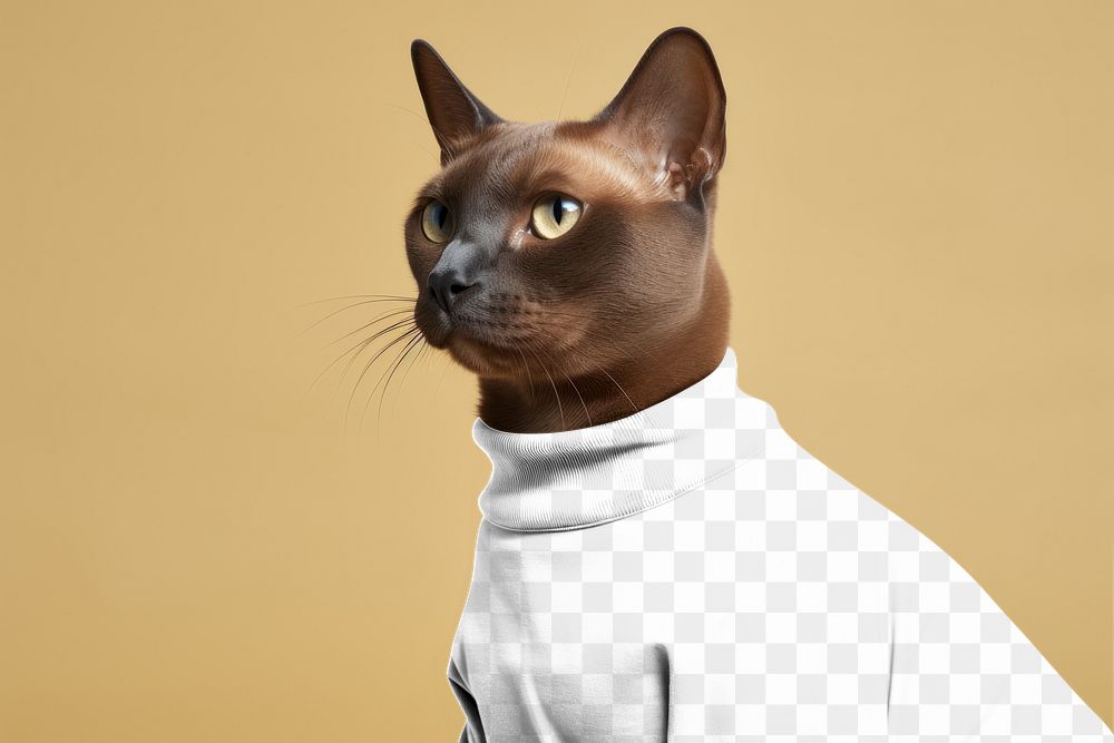 Cat turtleneck t-shirt png transparent | Premium PNG - rawpixel