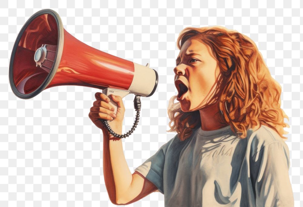 PNG Protest shouting holding electronics | Premium PNG - rawpixel