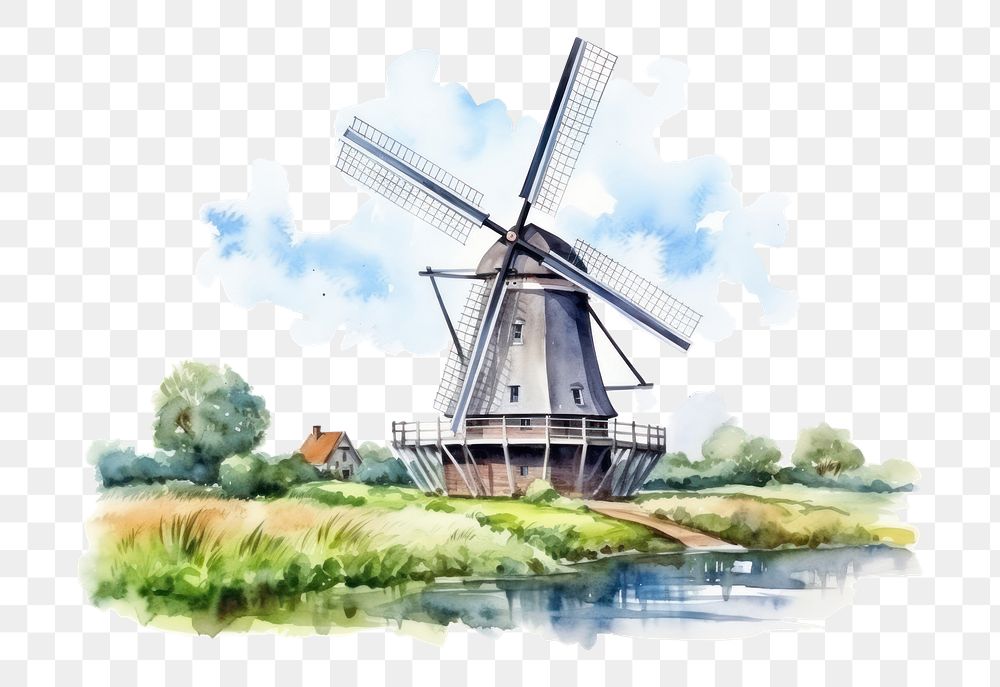 PNG Netherlands windmill outdoors architecture. | Premium PNG - rawpixel