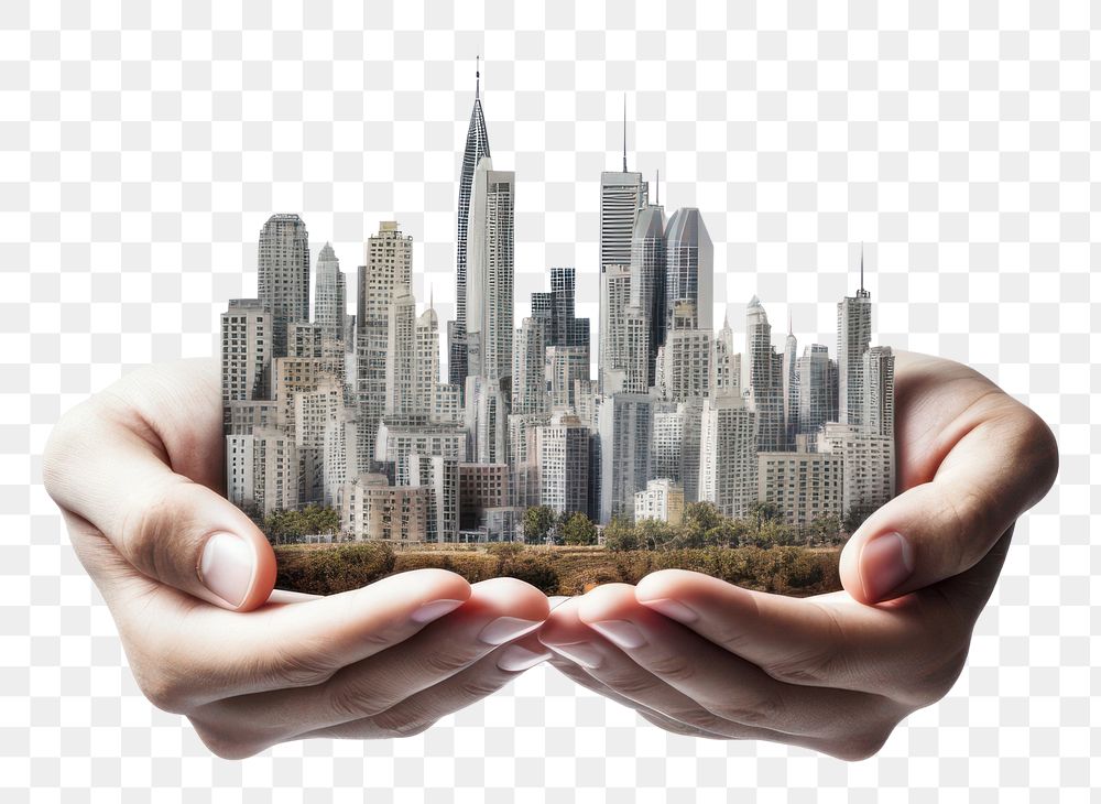 PNG Hand carrying city architecture | Free PNG - rawpixel