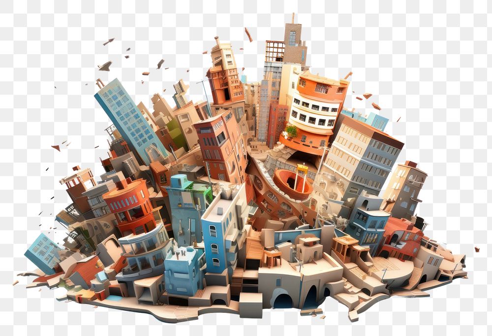 PNG Collapsing city architecture building | Premium PNG - rawpixel