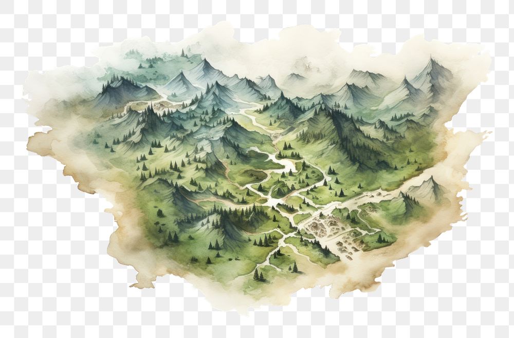 PNG Old map landscape mountain | Premium PNG - rawpixel